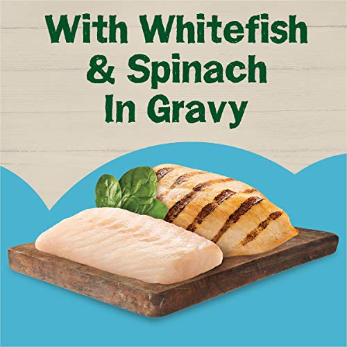 Friskies Pack of 12 CANS Farm Favorites Meaty Bits Chicken and Whitefish & Spinach in Gravy (12-5.5 OZ) Cans