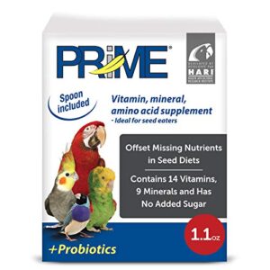 hagen prime parrot vitamin, mineral and amino acid supplement for seed eating birds, 1.1 oz