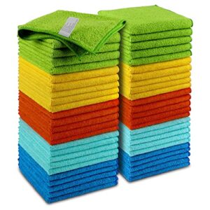 aidea microfiber cleaning cloths-50 pack, premium all-purpose car cloth, lint free, scratch-free, absorbent cleaning towel for cars, suvs, rvs, trucks, and boats gifts(12in.x12in.)