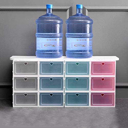 Yaoyodd19 Clothes Holder Clear PP Stackable Dust-Proof Flip Drawer Shoes Box Storage Container Organizer - Light Pink