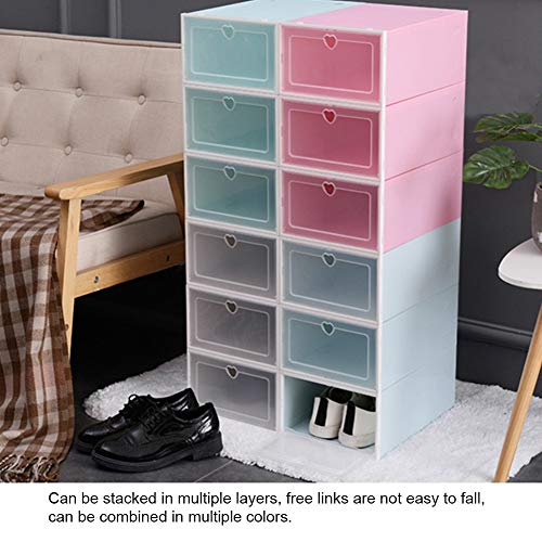 Yaoyodd19 Clothes Holder Clear PP Stackable Dust-Proof Flip Drawer Shoes Box Storage Container Organizer - Light Pink