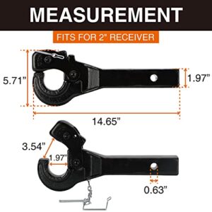 ONLTCO Pintle Hitch Receiver Hook 10 TON for 2” Hitches Hitch Hook Military Receiver 20000lbs