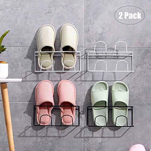 H2solution Hanging Shoes Rack, Strong Self Adhesive Shoes Holder Storage Organizer, Door Shoe Hangers Shoe Shelf Holder, Shoe Rack Hanging Over the Wall for Hanging Shoes (2 Pack,Black)