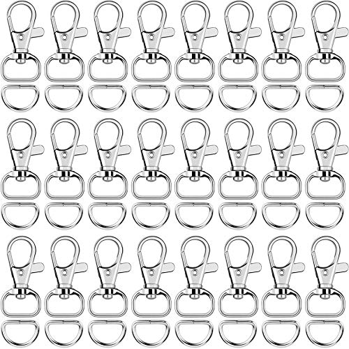 SANNIX 120 Pcs Keychain Clip Hooks with D Ring Include 60Pcs Swivel Snap Hooks Lanyard Clip and 60Pcs D Ring for Purse Hardware Sewing Projects (1/2” Inside Width)