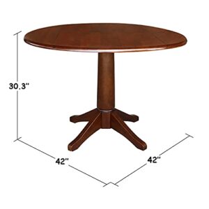 IC International Concepts International Concepts 42 in. Round Dual Drop Leaf Pedestal Espresso Dining Table