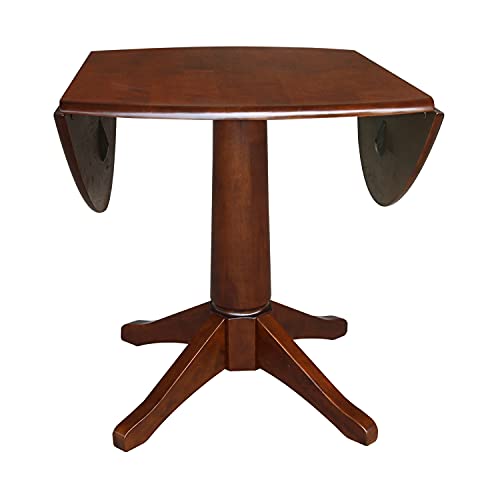 IC International Concepts International Concepts 42 in. Round Dual Drop Leaf Pedestal Espresso Dining Table