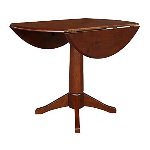 IC International Concepts International Concepts 42 in. Round Dual Drop Leaf Pedestal Espresso Dining Table