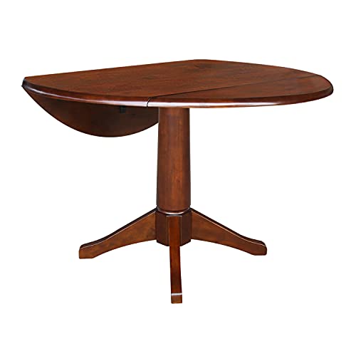 IC International Concepts International Concepts 42 in. Round Dual Drop Leaf Pedestal Espresso Dining Table