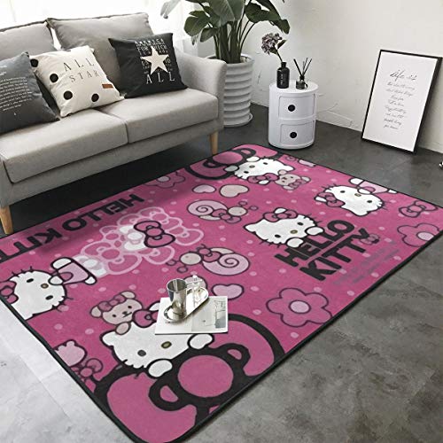 Xzcxyadd Super Soft Indoor & Outdoor Modern Hello Kitty Party Tim Area Rugs,Suitable for Children Bedroom Home Decor Nursery Rugs- 80 X 58 in