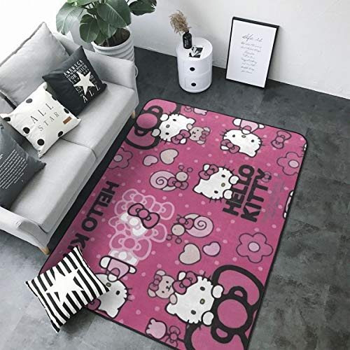 Xzcxyadd Super Soft Indoor & Outdoor Modern Hello Kitty Party Tim Area Rugs,Suitable for Children Bedroom Home Decor Nursery Rugs- 80 X 58 in