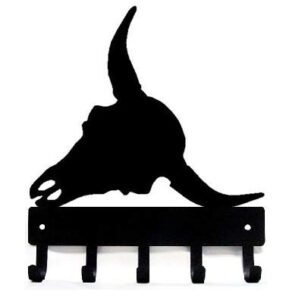 the metal peddler longhorn steer skull key rack hanger - small 6 inch wide - made in usa