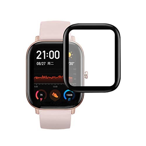 Shan-S 2pcs Screen Protector for AMAZFIT GTS Smart Watch,3D Full Coverage Waterproof Tempered Glass for AMAZFIT GTS Screen Protector,9H Hardness,Anti-Scratch,Anti-Fingerprint,No Bubble