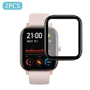 Shan-S 2pcs Screen Protector for AMAZFIT GTS Smart Watch,3D Full Coverage Waterproof Tempered Glass for AMAZFIT GTS Screen Protector,9H Hardness,Anti-Scratch,Anti-Fingerprint,No Bubble