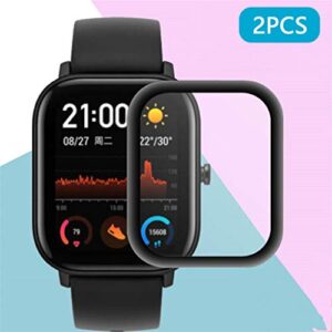 Shan-S 2pcs Screen Protector for AMAZFIT GTS Smart Watch,3D Full Coverage Waterproof Tempered Glass for AMAZFIT GTS Screen Protector,9H Hardness,Anti-Scratch,Anti-Fingerprint,No Bubble