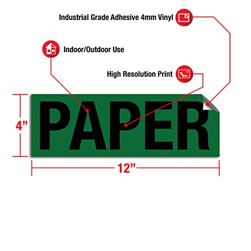 Extra Large 12 Inch Trash Recycle Labels by Citadel Black - 8 Pack of Large Stickers, UV and Weather Resistant, Huge Stickers Mean Easy Visibility