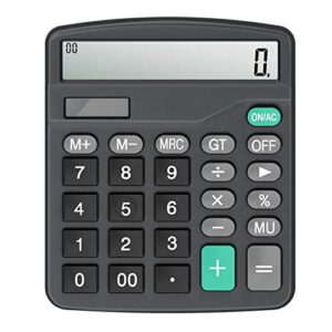 calculator,vilcome 12-digit solar battery office calculator with large lcd display big sensitive button, dual power desktop calculators (black)