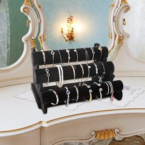 Black Velvet Bracelet & Necklace T-Bar 3 Tier Jewelry Display