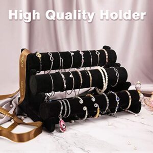 Black Velvet Bracelet & Necklace T-Bar 3 Tier Jewelry Display