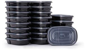 rubbermaid takealongs food storage divided base, 3.7 cup, set of 22 (44 pieces total) | meal prep containers bento box style, 22-pack, black