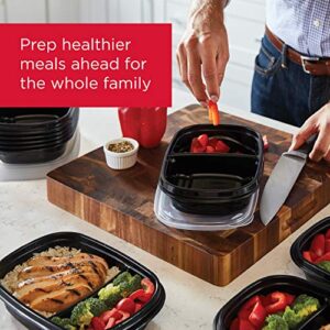 Rubbermaid TakeAlongs Food Storage Divided Base, 3.7 Cup, Set of 22 (44 Pieces Total) | Meal Prep Containers Bento Box Style, 22-Pack, Black