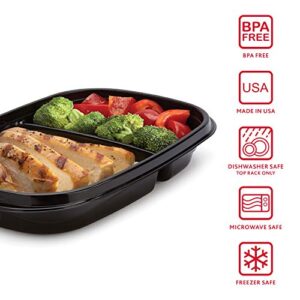 Rubbermaid TakeAlongs Food Storage Divided Base, 3.7 Cup, Set of 22 (44 Pieces Total) | Meal Prep Containers Bento Box Style, 22-Pack, Black