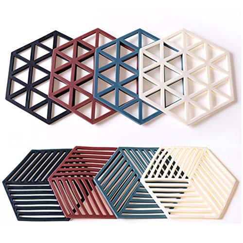 Silicone Trivet Mats and Hot Pads 8 Pcs 5.63 4.92 in Hexagon Heat Multifunction Kitchen Tool for Bowl Mats, Dish Mats Placemats