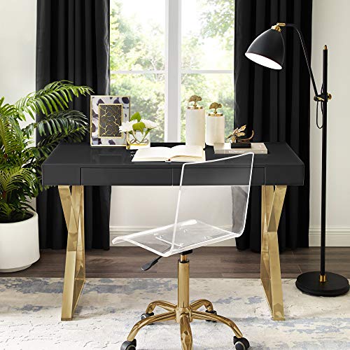 Inspired Home Zosia Desk - 2 Drawers | Black/Gold