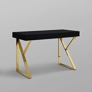 Inspired Home Zosia Desk - 2 Drawers | Black/Gold