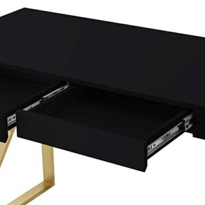 Inspired Home Zosia Desk - 2 Drawers | Black/Gold