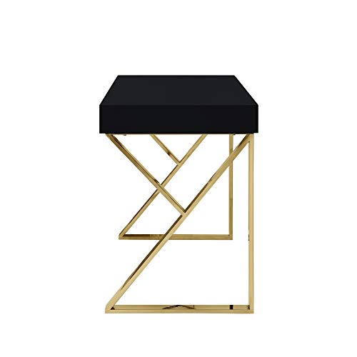 Inspired Home Zosia Desk - 2 Drawers | Black/Gold