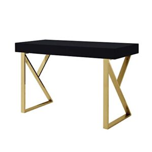 Inspired Home Zosia Desk - 2 Drawers | Black/Gold