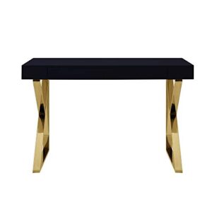 Inspired Home Zosia Desk - 2 Drawers | Black/Gold