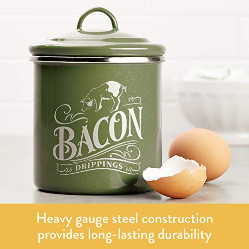 Ayesha Curry Enamel on Steel Bacon Grease Can / Bacon Grease Container - 4 Inch, Green