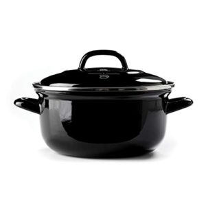 bk indigo aluminum heavy-gauge carbon steel, induction, 5.5qt nonstick glaze dutch oven, dishwasher safe, black