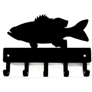 The Metal Peddler Bass Fish Key Rack Hanger - Large 9 inch Wide - Made in USA; Wall Mount