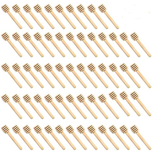 WEFOO 100 Pack Mini 3 Inch Portable Wooden Honey Dipper Sticks for Honey Jar Dispense Drizzle Honey, Wedding Party Favors