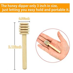 WEFOO 100 Pack Mini 3 Inch Portable Wooden Honey Dipper Sticks for Honey Jar Dispense Drizzle Honey, Wedding Party Favors