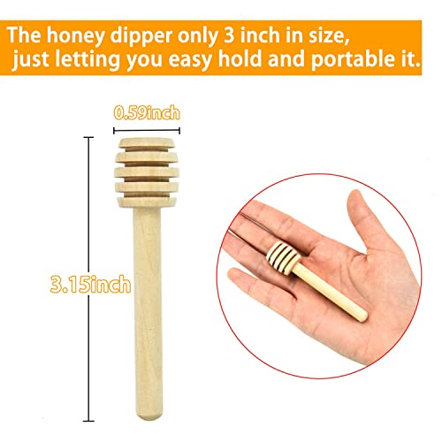 WEFOO 100 Pack Mini 3 Inch Portable Wooden Honey Dipper Sticks for Honey Jar Dispense Drizzle Honey, Wedding Party Favors