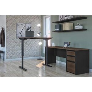 Bestar Connexion L-Shaped Standing Desk with Pedestal, 72W, Antigua & Black