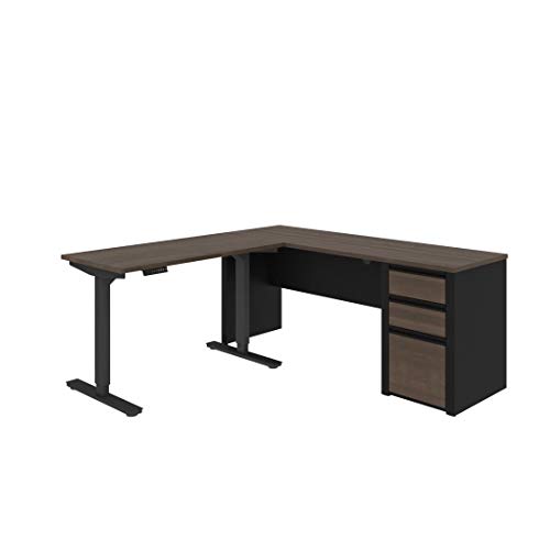 Bestar Connexion L-Shaped Standing Desk with Pedestal, 72W, Antigua & Black