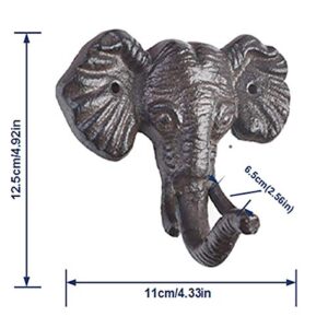 MechWares Elephant Decoration Wall Hook Cast Iron Heavy Duty Coat | Key | Hat | Scarf | Bags | Towel Hanger for Home | Bedroom | Bathroom | Kitchen | Laundry Room | Garage - Pack of 3 with 6 Screws