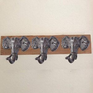 MechWares Elephant Decoration Wall Hook Cast Iron Heavy Duty Coat | Key | Hat | Scarf | Bags | Towel Hanger for Home | Bedroom | Bathroom | Kitchen | Laundry Room | Garage - Pack of 3 with 6 Screws