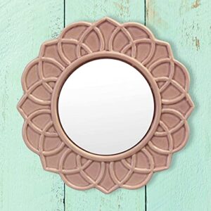 Stonebriar Decorative 9" Dusty Rose Pink Round Floral Ceramic Accent Wall Mirror