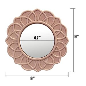 Stonebriar Decorative 9" Dusty Rose Pink Round Floral Ceramic Accent Wall Mirror