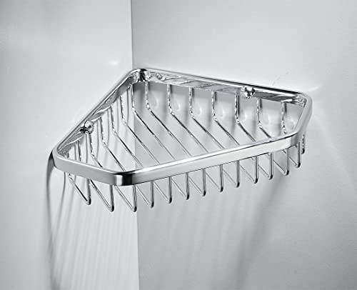 SANLIV Corner Shower Caddy Basket,Shampoo Holder for Shower Wall,Inside Shower Shelf Bathroom Organizer,Solid Brass Material in Polished Chrome