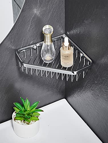 SANLIV Corner Shower Caddy Basket,Shampoo Holder for Shower Wall,Inside Shower Shelf Bathroom Organizer,Solid Brass Material in Polished Chrome