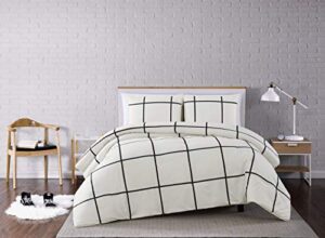 truly soft everyday kurt black and white stripe comforter, full/queen, windowpane, kurt windowpane