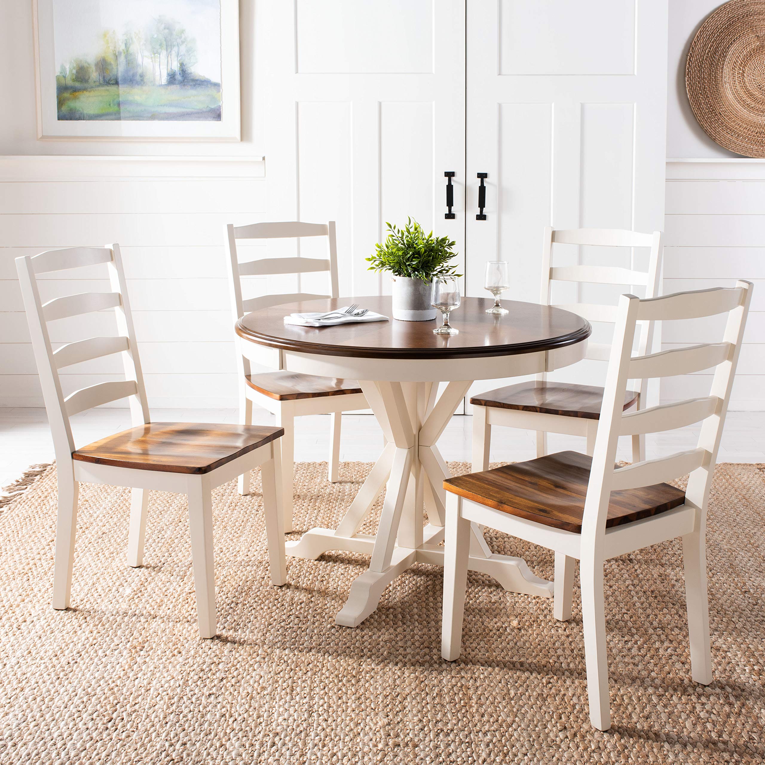 Safavieh Home Collection Shay White and Natural 5-piece Dining Set