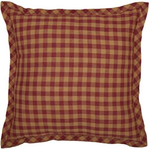 VHC Brands Ninepatch Star Prim Blessings Pillow 12x12 Country Bedding Accessory, Burgundy