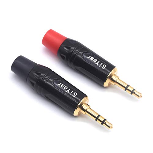 SiYear 3-Pole 3.5mm Stereo Headphone Jack Male Plug Repair Replacement Solder Adapter, 3.5mm (1/8inch ) Solder Type DIY Audio Cable Connector(2PACK)